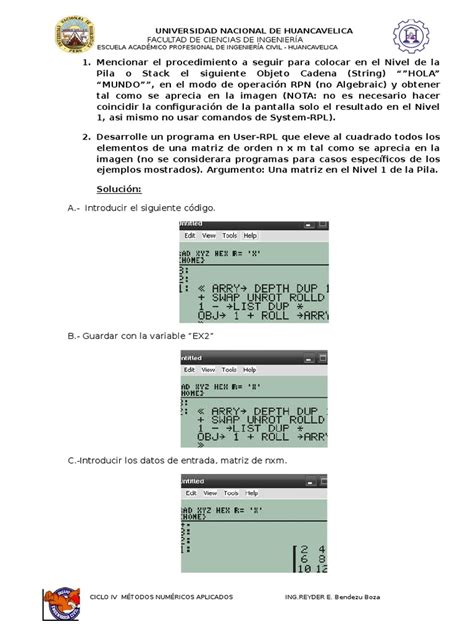 Resolucion Del Examen De Metodos Numericos Pdf Programa De