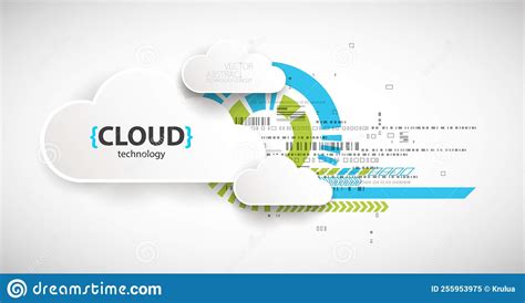 Cloud Storage Technology Integrated Digital Web Concept Background Stock Vector Illustration