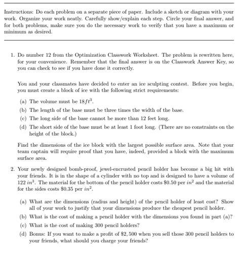 Solved Instructions Do Each Problem On A Separate Piece Of Chegg Com