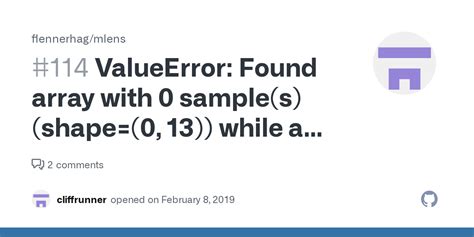 valueerror found array with 0 sample s shape 0 13 while a
