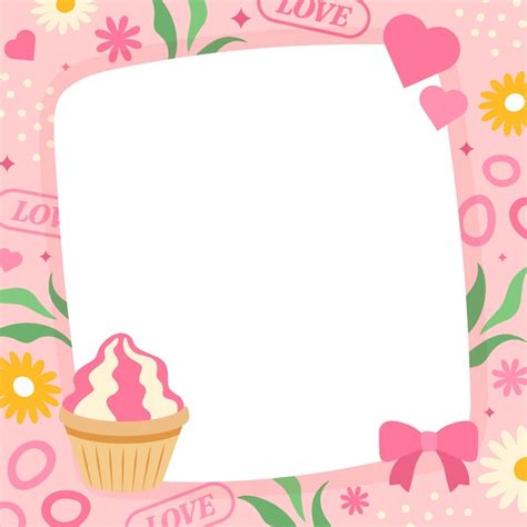 손으로 그린 사랑 사진 프레임 템플릿 무료 벡터