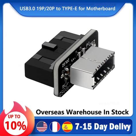 หัว Usb อะแดปเตอร์ Usb 30 19p20p To Type E 90 Degree อะแดปเตอร์พอร์ตปลั๊กอินด้านหน้า Type C