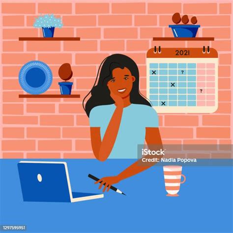 업무의 우선 순위 의제 행복한 여성은 일을 계획하고 작업 우선 순위를 설정합니다 작업 완료 계획 시간 관리의 개념 트렌디 한 스타일의 재미있는 여성 캐릭터 벡터