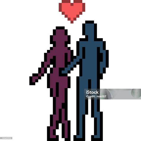 Ilustración De Pixel Art Silueta Pareja Romance Y Más Vectores Libres