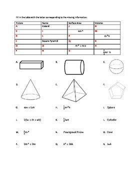 Volume And Surface Area Quiz By Amanda Thomas Teachers Pay Teachers