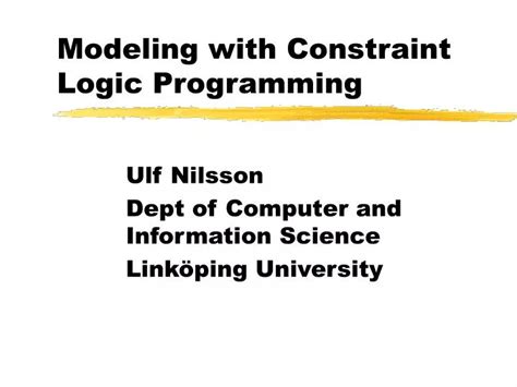 Ppt Modeling With Constraint Logic Programming Powerpoint