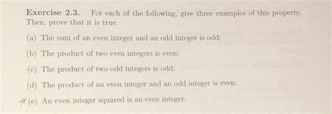 Solved Exercise 2 3 For Each Of The Following Give Three Chegg Com