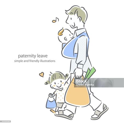 Paternity Leave Simple And Friendly Illustrations Stock Illustration