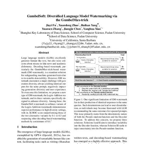Gumbelsoft Diversified Language Model Watermarking Via The Gumbelmax Trick Acl Anthology