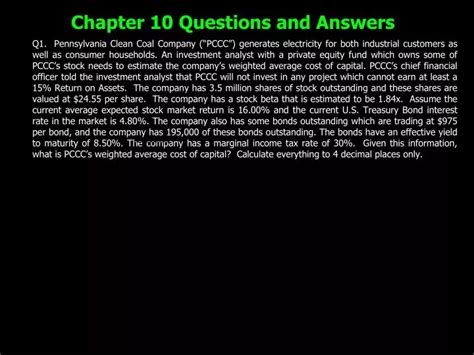 Ppt Chapter 10 Questions And Answers Powerpoint Presentation Free