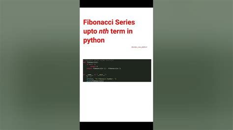 Fibonacci Series Upto Nth Term In Python Youtube