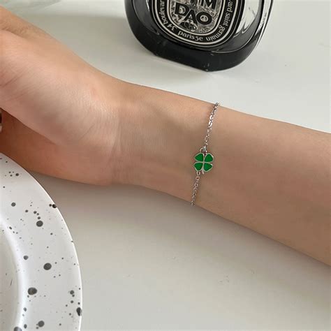 디어벨 당일발송 올 써지컬스틸 행운의 클로버 팔찌 And 발찌 심플 미니 작은 알러지없는 데일리 기본템