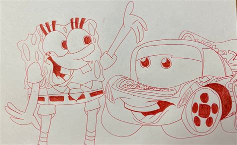 Spongebob Meets Lightning Mcqueen By Toonysarah On Deviantart