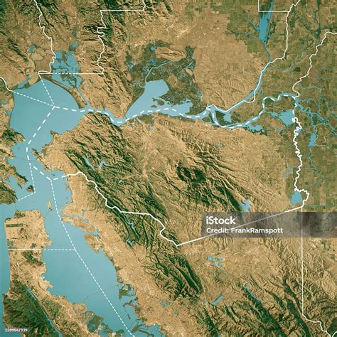 Contra Costa County Ca Satellite Topographic Map 3d Render True Color