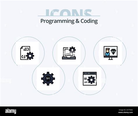 Programming And Coding Line Filled Icon Pack 5 Icon Design Develop