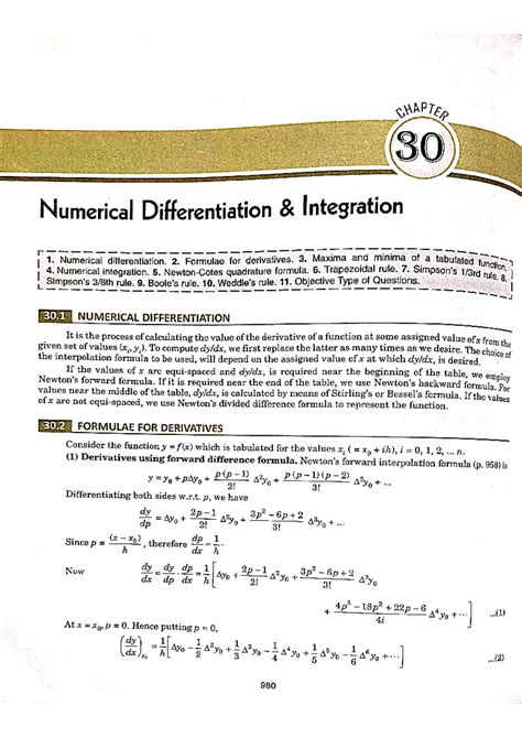 Numerical Differentiation And Integration Chapter 30 Numerical