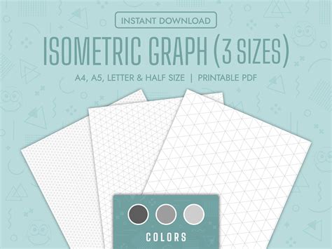 Isometric Graph Paper Bundle Printable Isometric Grid Paper Templates
