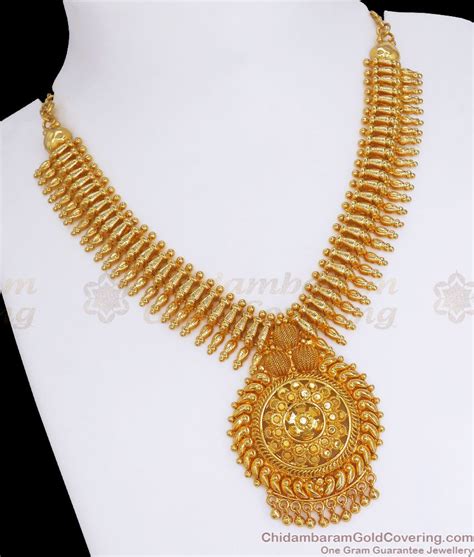 Heavy One Gram Gold Necklace Kerala Mullaipoo Design Shop Online Nckn2843