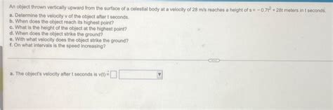 solved an object thrown vertically upward from the surface