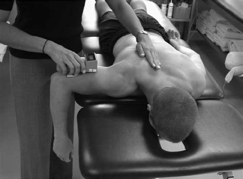 Position For Scapular Retraction Strength Testing Using A Handheld