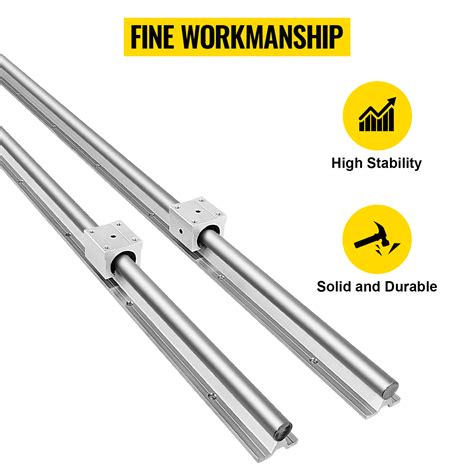 Vevor Linear Rail Guide 2x Sbr20 1800mm Linear Guideway Rail 4 Sbr20uu Block For 20mm Fully