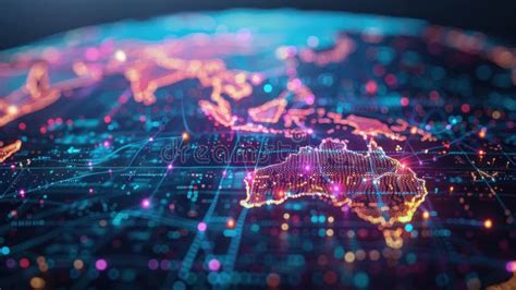 Abstract Visualization Of Global Network Connectivity With Dynamic Lines And Light Effects