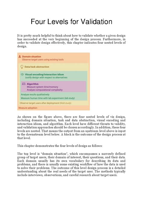 Information Visualization Four Levels For Validation Four Levels For