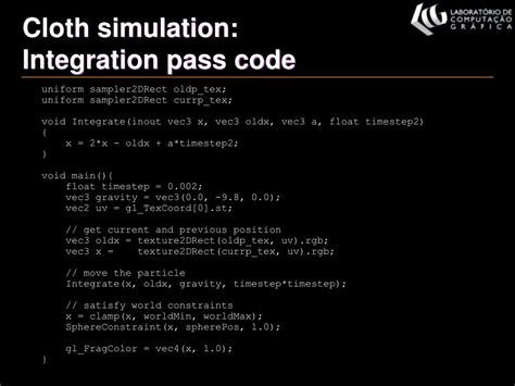 ppt physically based simulation on gpu using opengl and glsl