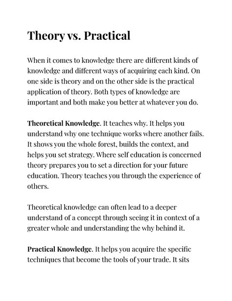 theory vs practical knowledge theory vs practical when it comes to