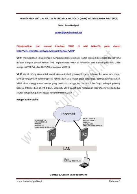 Pengenalan Virtual Router Redudancy Protocol Vrrp Pada Mikrotik Rou