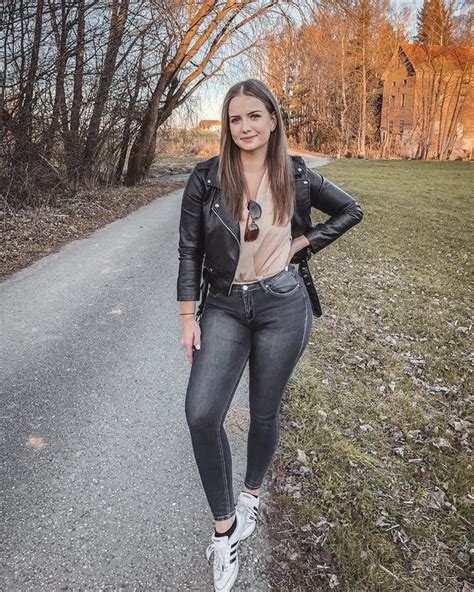 Girl In Leather Jacket And Jeans Fashion Most Beautiful Women Jackets
