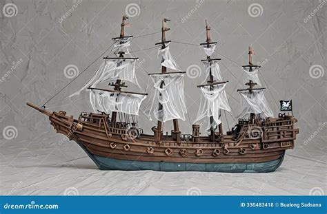 Model Ship On White Surface Stock Illustration Illustration Of