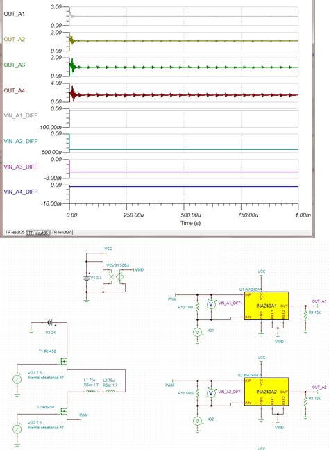INA240 Ringing On Output From Low Side Current Monitoring Tina Results Amplifiers Forum