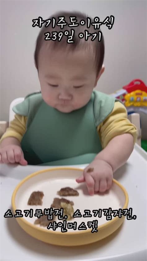 똘망똘망 오늘도 클리어 💗 저번에 노른자테스트 후 이상없길래 오늘은 흰자노른자 바로섞어서 계란말이처럼 줌 역시나 이상없음 애호박은 원래너무잘먹고그냥쪄주는것보다