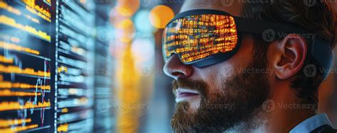 A Business Analyst Is Immersed In Global Market Analysis Leveraging A Virtual Reality Interface