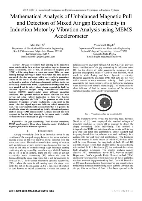 Pdf Mathematical Analysis Of Unbalanced Magnetic Pull And Detection Of Mixed Air Gap
