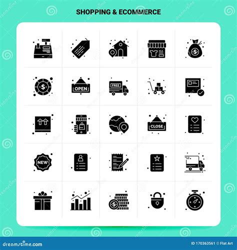Solid 25 Shopping And Ecommerce Icon Set Vector Glyph Style Design Black Icons Set Stock Vector