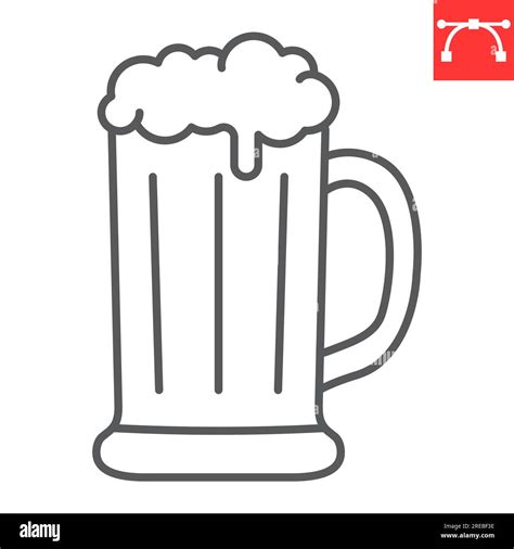 Beer Mug Line Icon Oktoberfest And Alcohol Beer Glass Vector Icon Alcohol Drink Vector