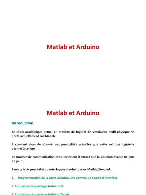 Chapitre 9 Arduino Et Matlab Pdf Arduino Programmation Informatique