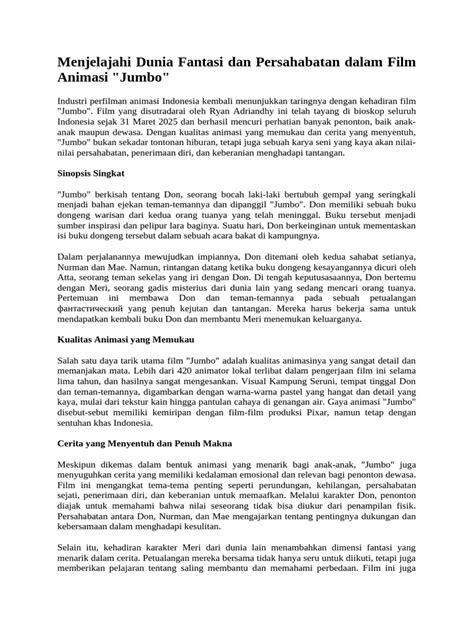 Menjelajahi Dunia Fantasi dan Persahabatan dalam Film Animasi | PDF