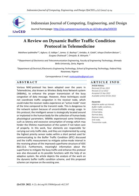Pdf A Review On Dynamic Buffer Traffic Condition Protocol In Telemedicine