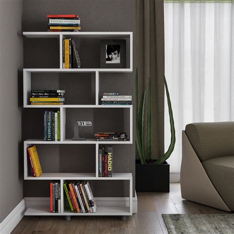 25 White Geometric Bookcase