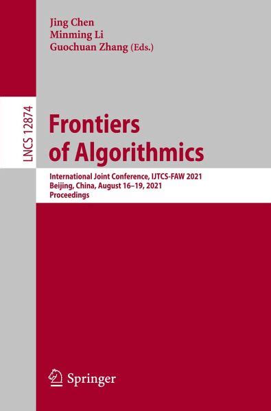 Frontiers Of Algorithmics Fachbuch Bücherde