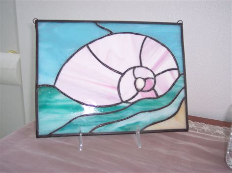 Stained Glass Panel With Shell Design