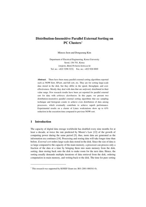 Pdf Distribution Insensitive Parallel External Sorting On Pc Clusters
