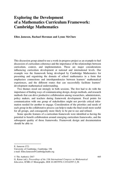 Pdf Exploring The Development Of A Mathematics Curriculum Framework Cambridge Mathematics