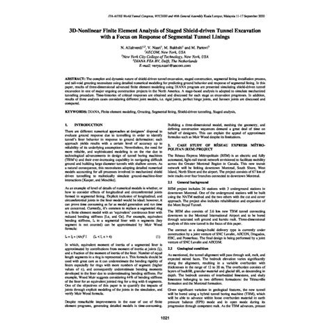 3d Nonlinear Finite Element Analysis Of Staged Shield Driven Tunnel