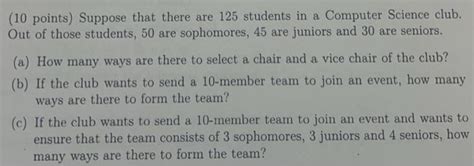 Solved 10 Points Suppose That There Are 125 Babes In A Chegg Com
