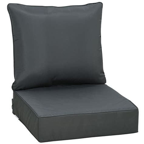 Outsunny Outdoor Seat And Back Cushion Set Patio Deep Seating Chair