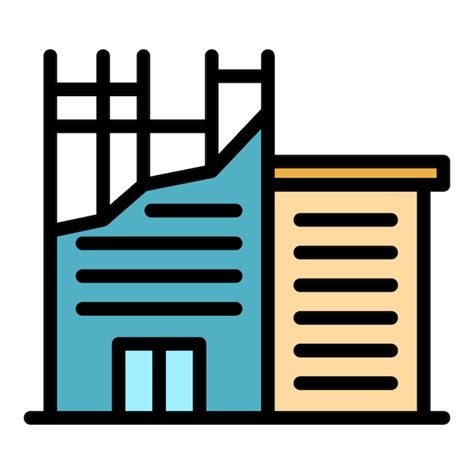 El Icono Del Edificio Destruido El Contorno Del Edificio Destruído El